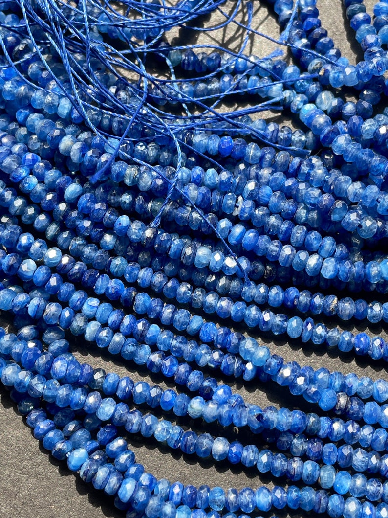 AAA Natural Kyanite Stone Bead. Faceted 3x4mm 5x2mm Rondelle Shape Bead ...