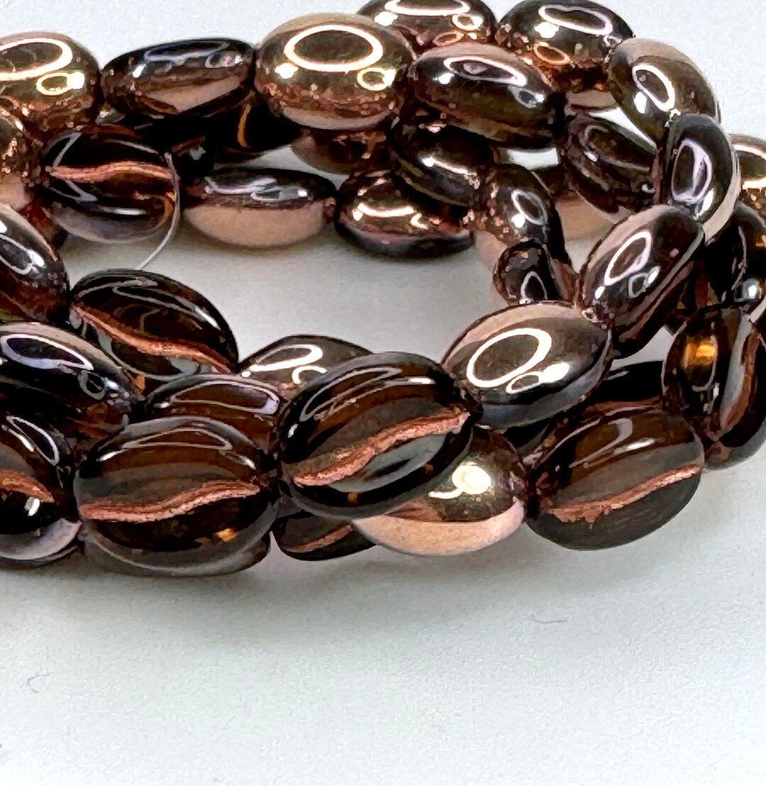 Coffee Bean Beads,11x8mm, Brown W/copper Finish and Copper Wash ...