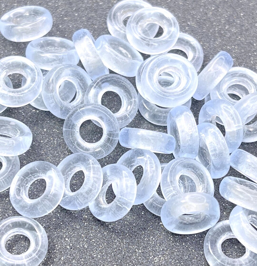 Large Hole Donut Ring Beads, 9mm W/4mm Hole, Extra Light Blue Sapphire ...