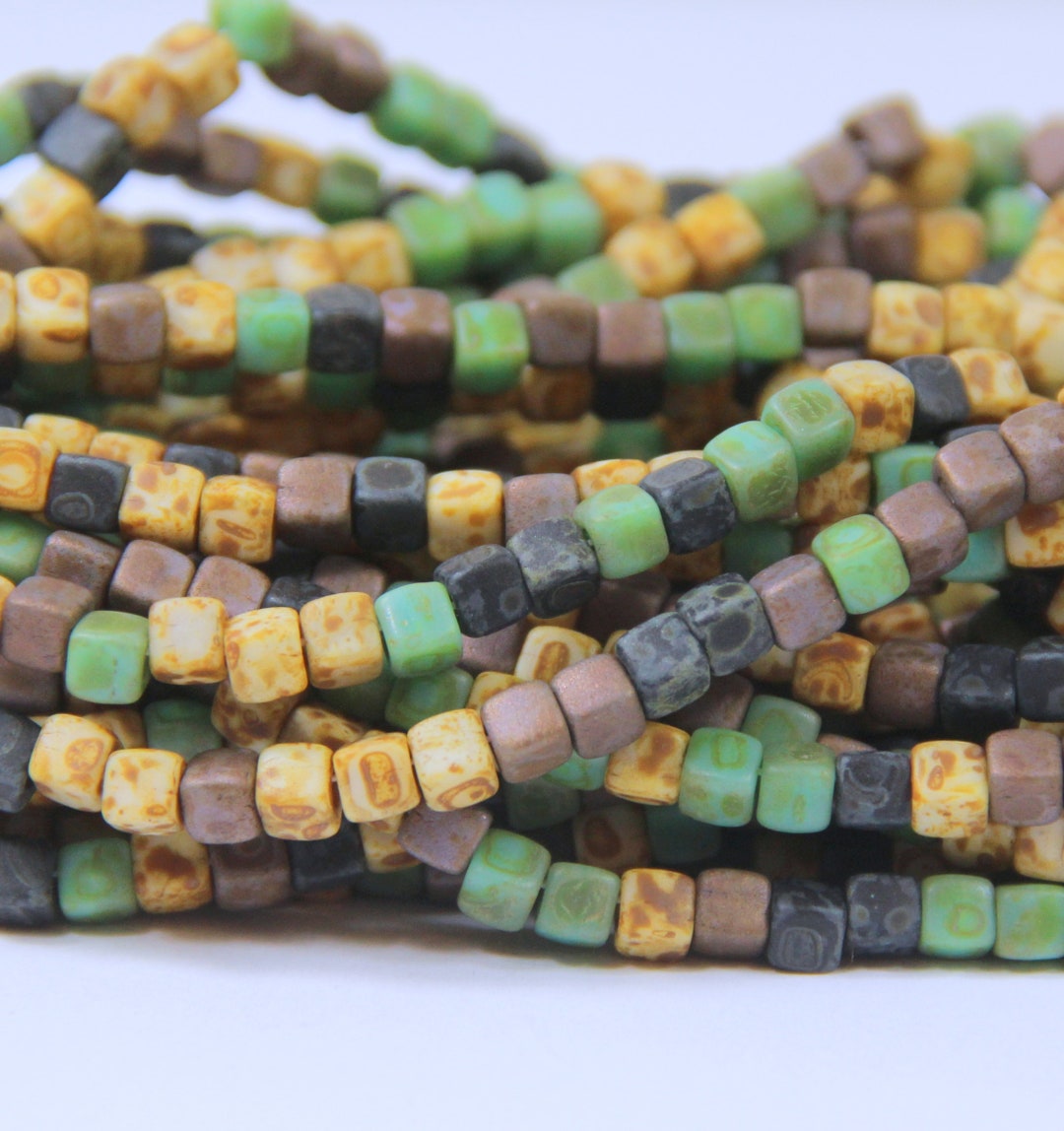 6/0 Cube Beads, 4mm Cubix Square Cube Beads, Large 1.7mm Hole, Matted ...