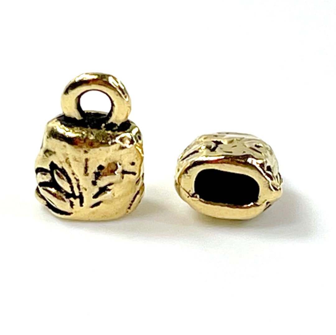 Jardin Crimp End Cord Set (2 Pieces), Gold Plated, Tierracast, Leather ...