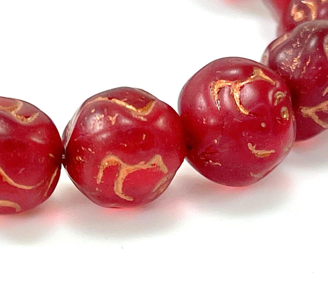 Round Rose Beads, 10mm, Ruby Red W/copper Wash, 15 Pieces - Etsy