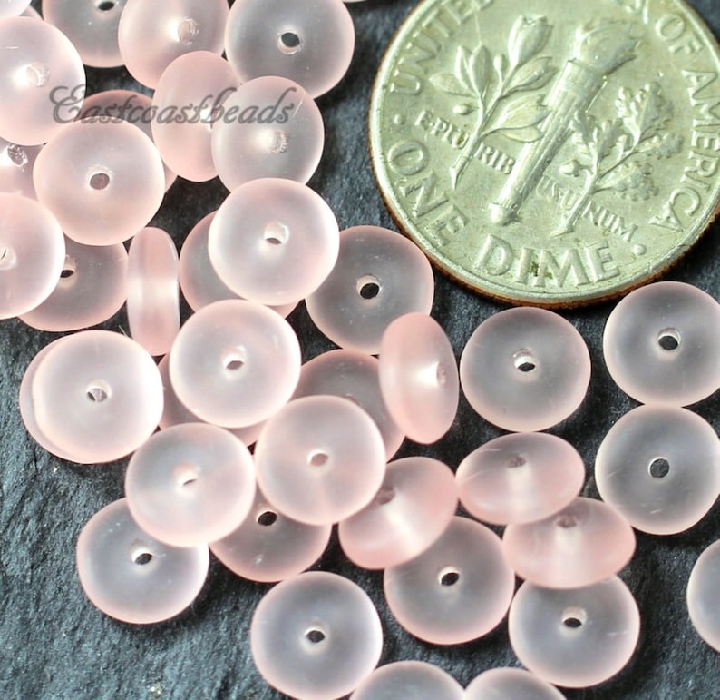 Disk Beads Heishi Discs 6mm Disk Beads Pink w/ Sea Glass | Etsy