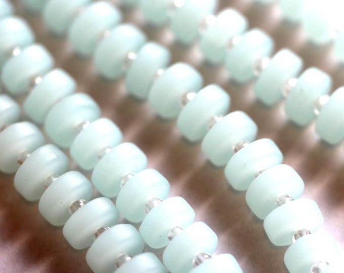 Heishi Beads, 8mm Round, Opaque Sea Foam, Frosted Matte Sea Glass ...