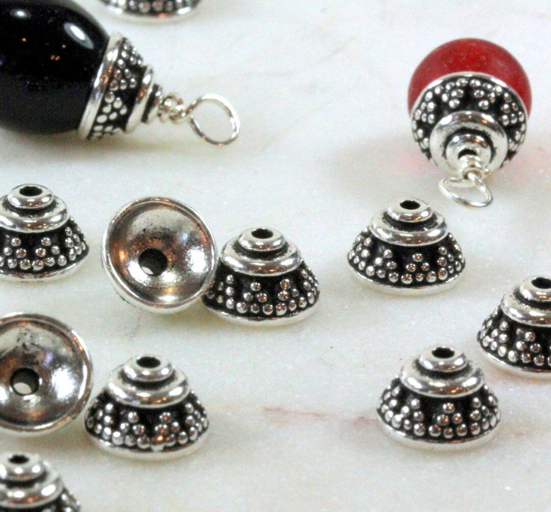 Tierracast Bead Caps, Bali Bead Caps, 8mm, Antiqued Fine Silver Plated ...