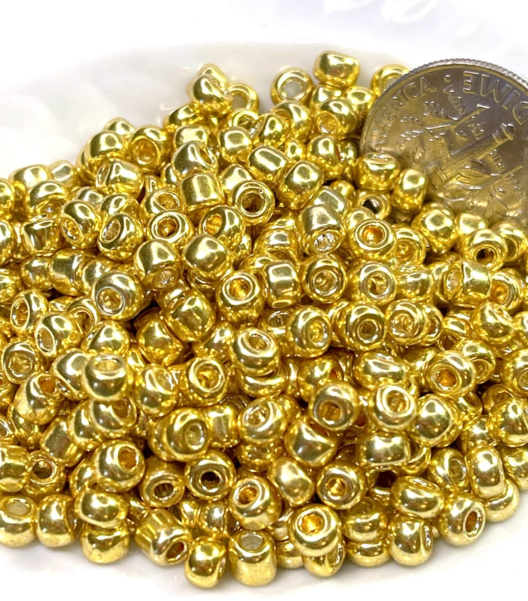 Seed Beads, 6/0 Size, Metallic Gold Coated Glass Seed Beads, Kumihimo ...