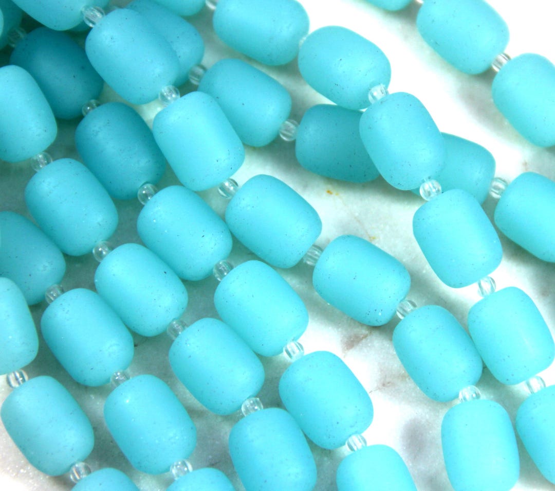 Barrel Beads, Opaque Sea Foam , Large Size (13x10mm), Frosted Beads ...