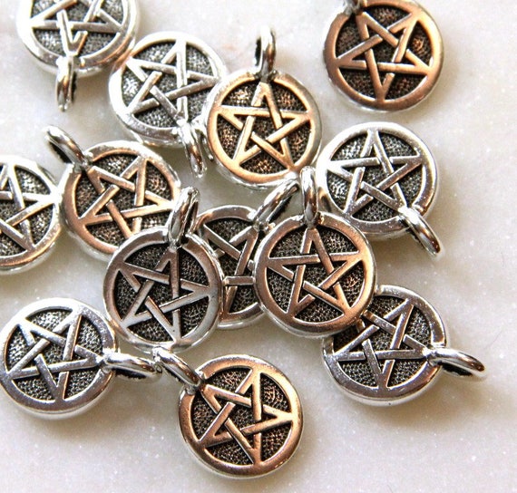 Pentagram Charms Tierracast Small Pentagram Symbol Disk | Etsy
