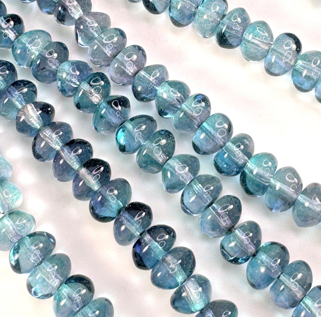 Potato Beads, Aqua Capri W/gloss Finish, Glass Beads, 8x6mm. Accent ...