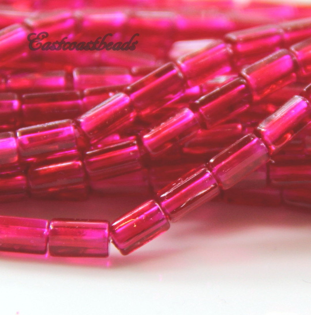 Tube Beads, 6x4mm, Pink, Fuchsia, Atlas Beads, Length Drilled, Faceted ...