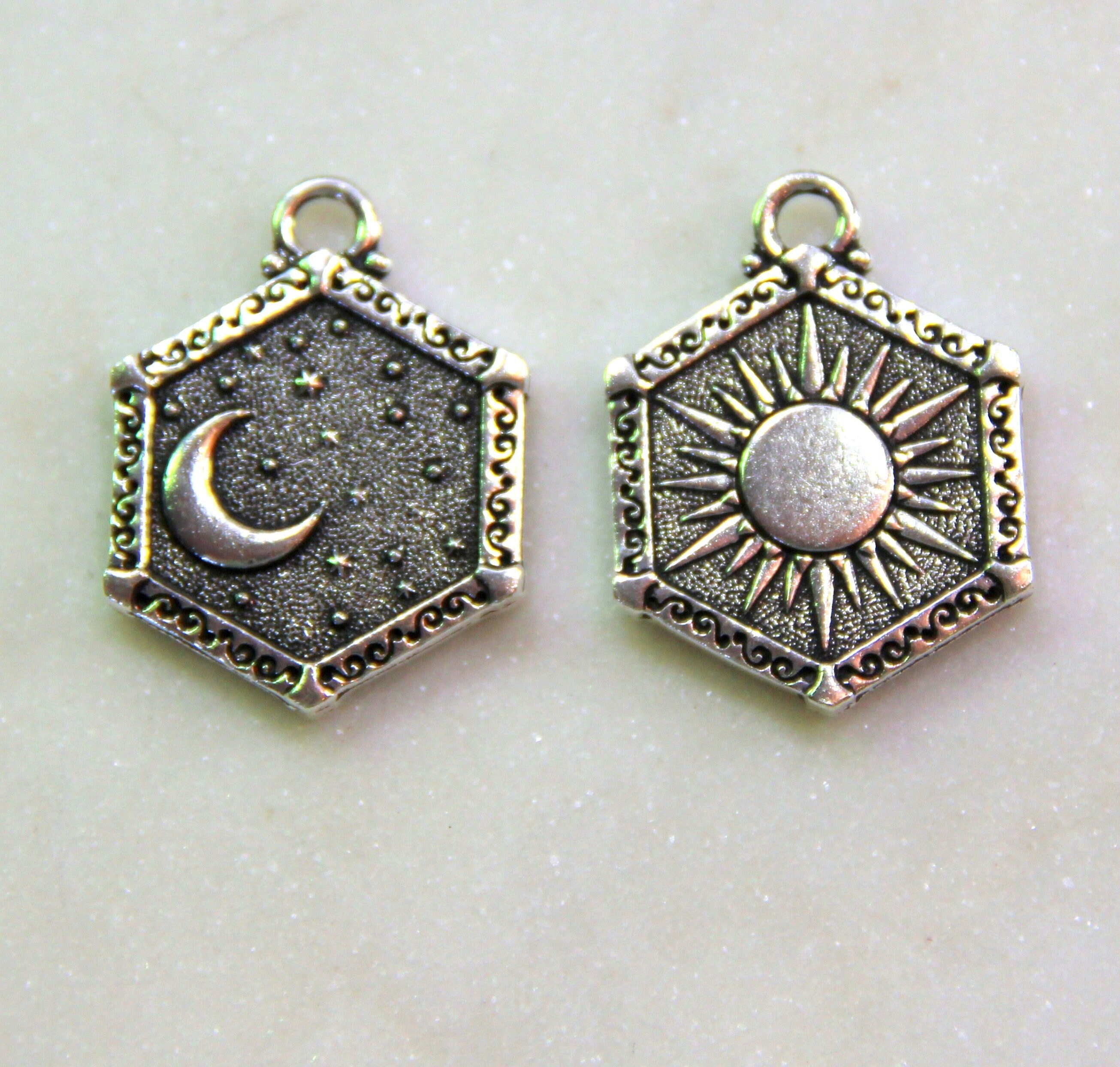 Sun and Moon Charm 2 Sided Large Pendant Charm Tierracast - Etsy
