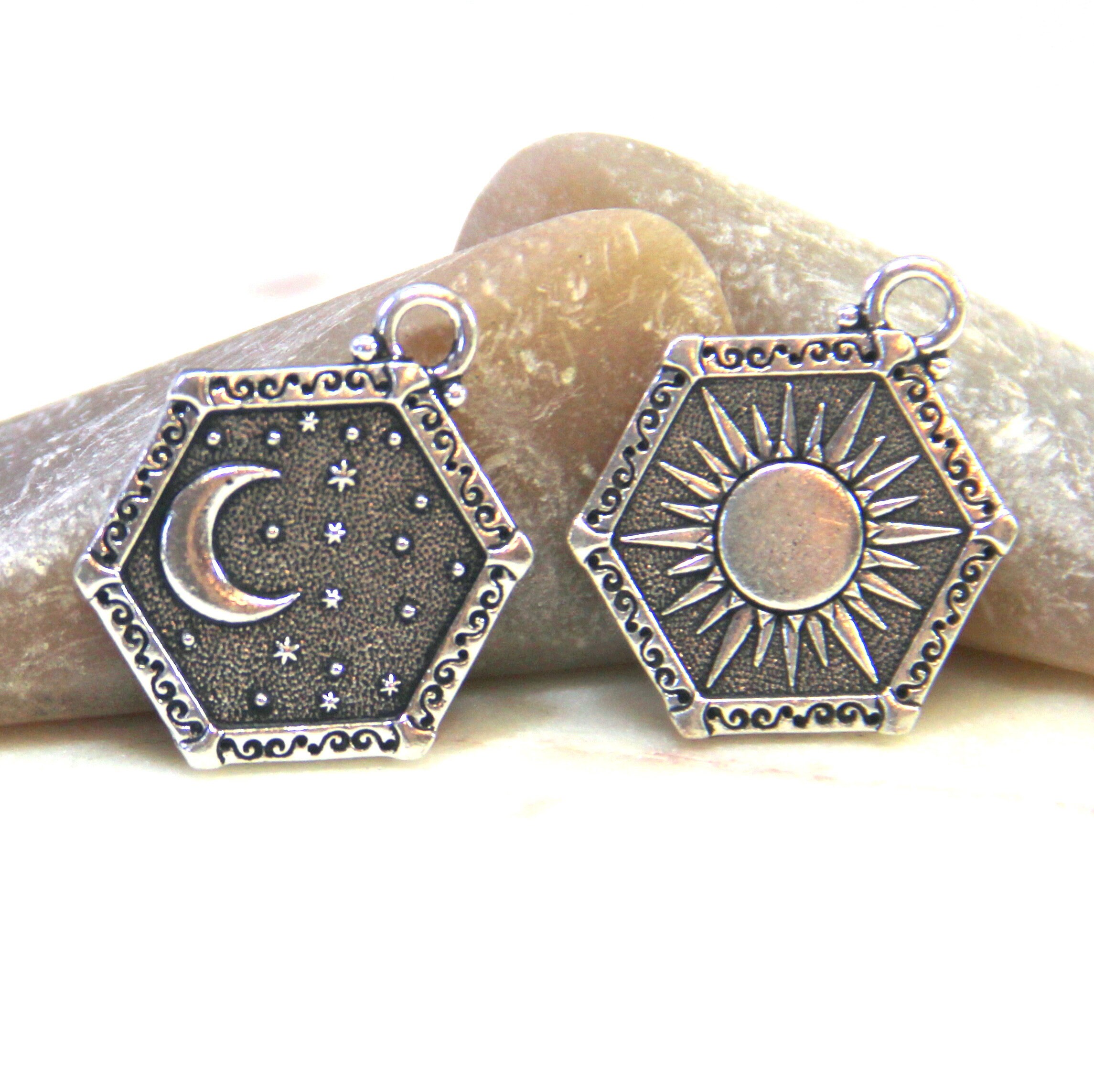Sun and Moon Charm 2 Sided Large Pendant Charm Tierracast - Etsy