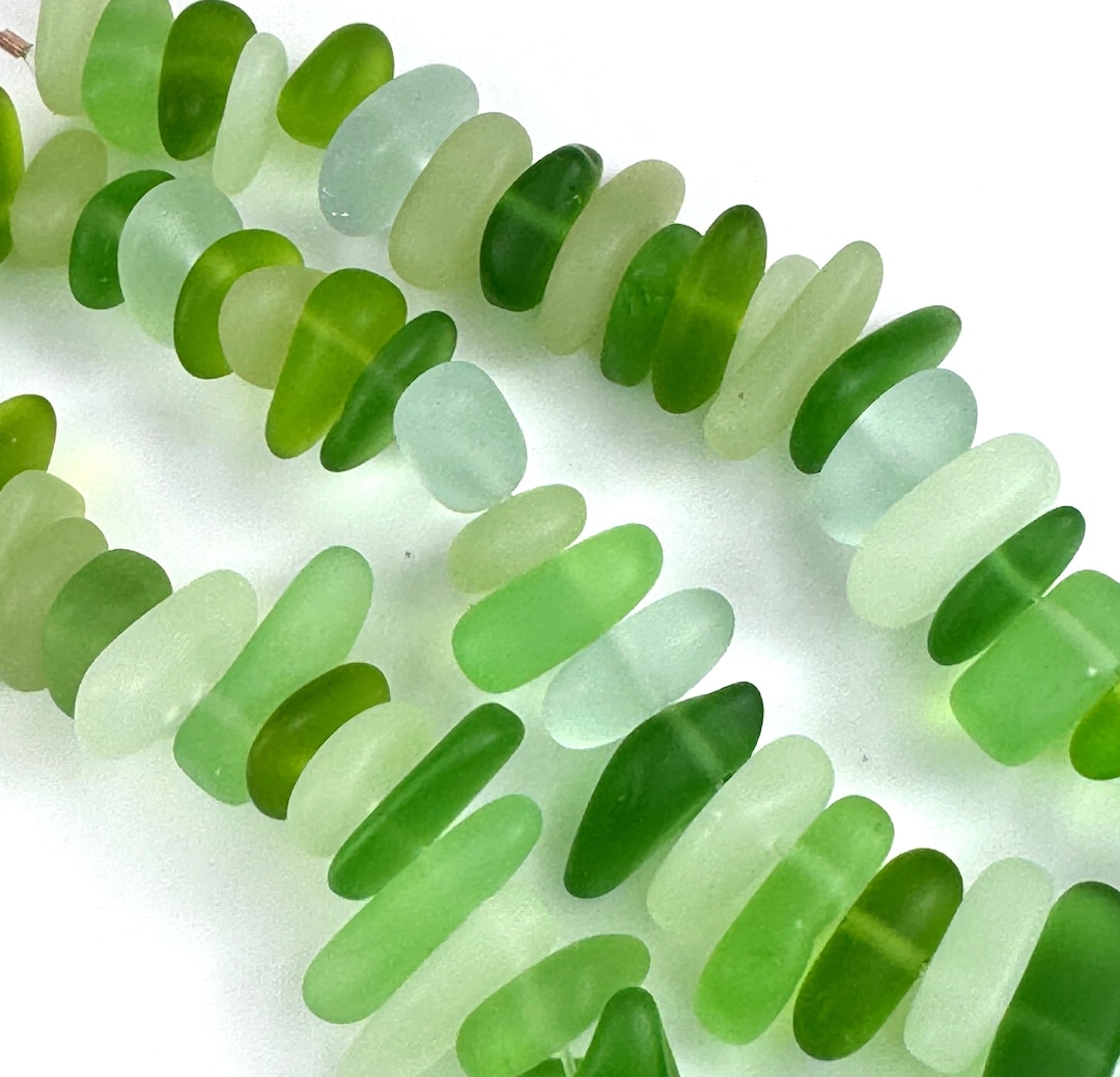 Pebble Beads, 12x9mm., Shades of Green Multi-colored Beads, About 12 X ...
