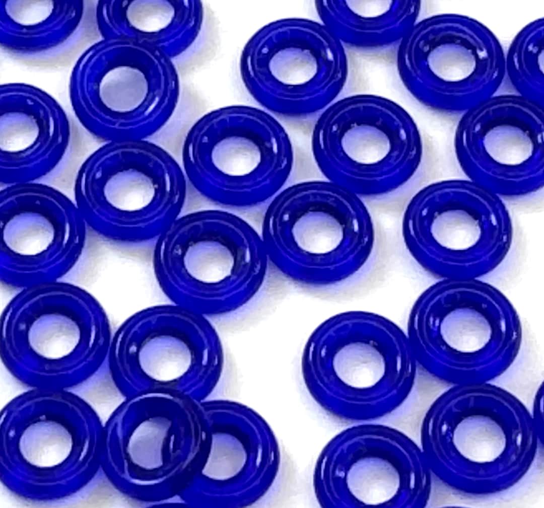Donut Ring Beads by Preciosa, 9mm W/4mm Hole, Cobalt Blue, Large Hole ...