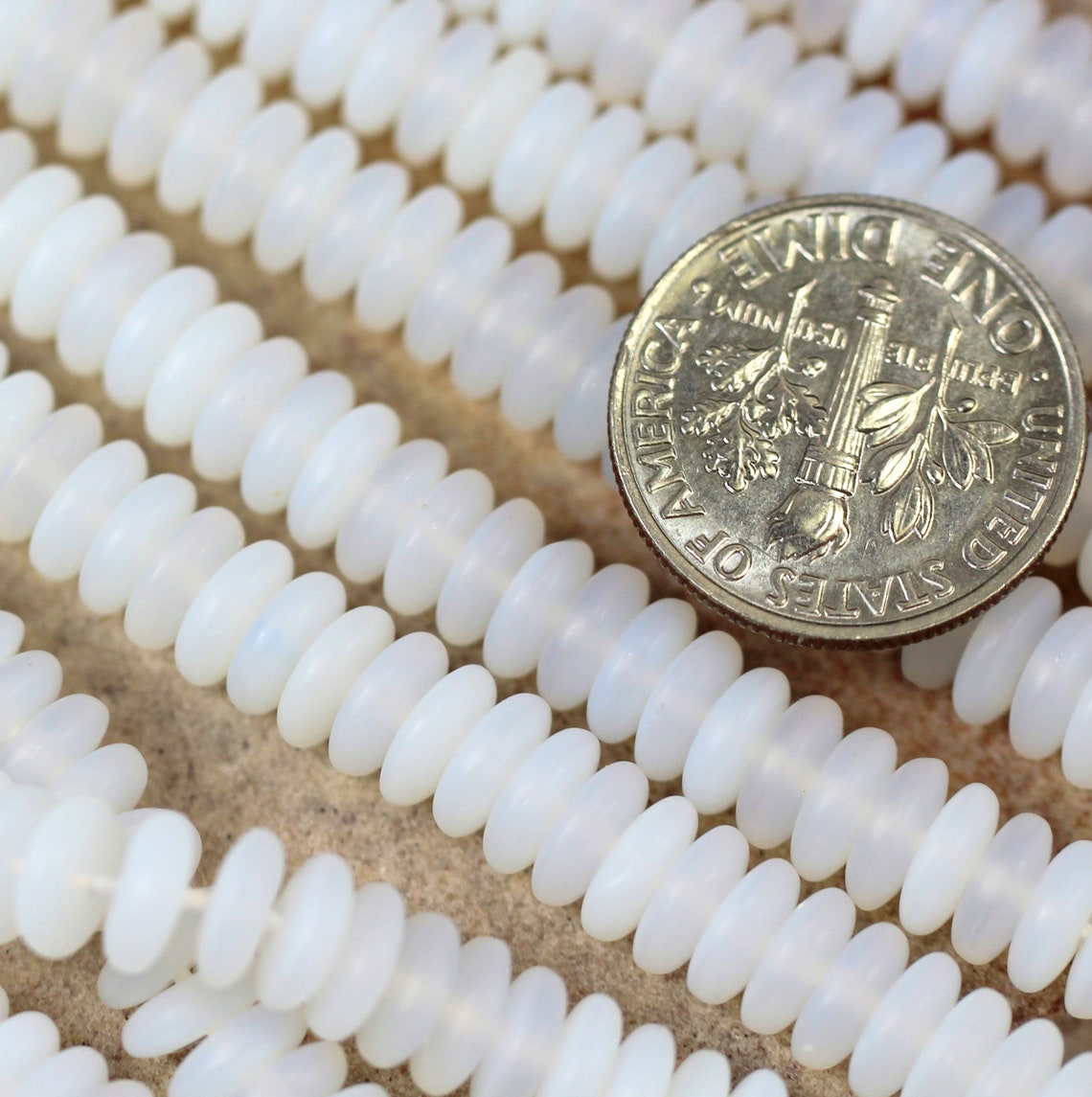 Disk Beads Heishi 6mm Disk Beads Opaque White Opal w/Matte | Etsy