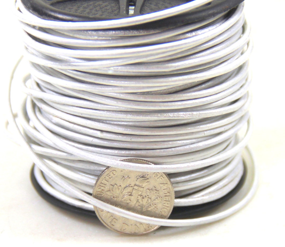 1.5 Mm. Round Indian Leather Cording, Metallic Pearl Silver, Sold by ...