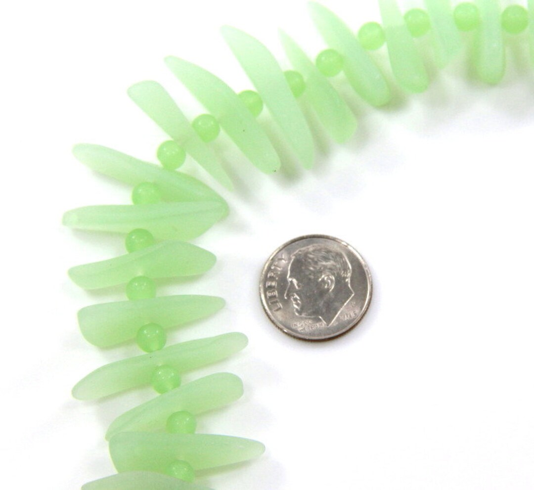Fish Bone Beads, 4-6x20x30, Opaque Sea Foam Green, Centered Drilled ...