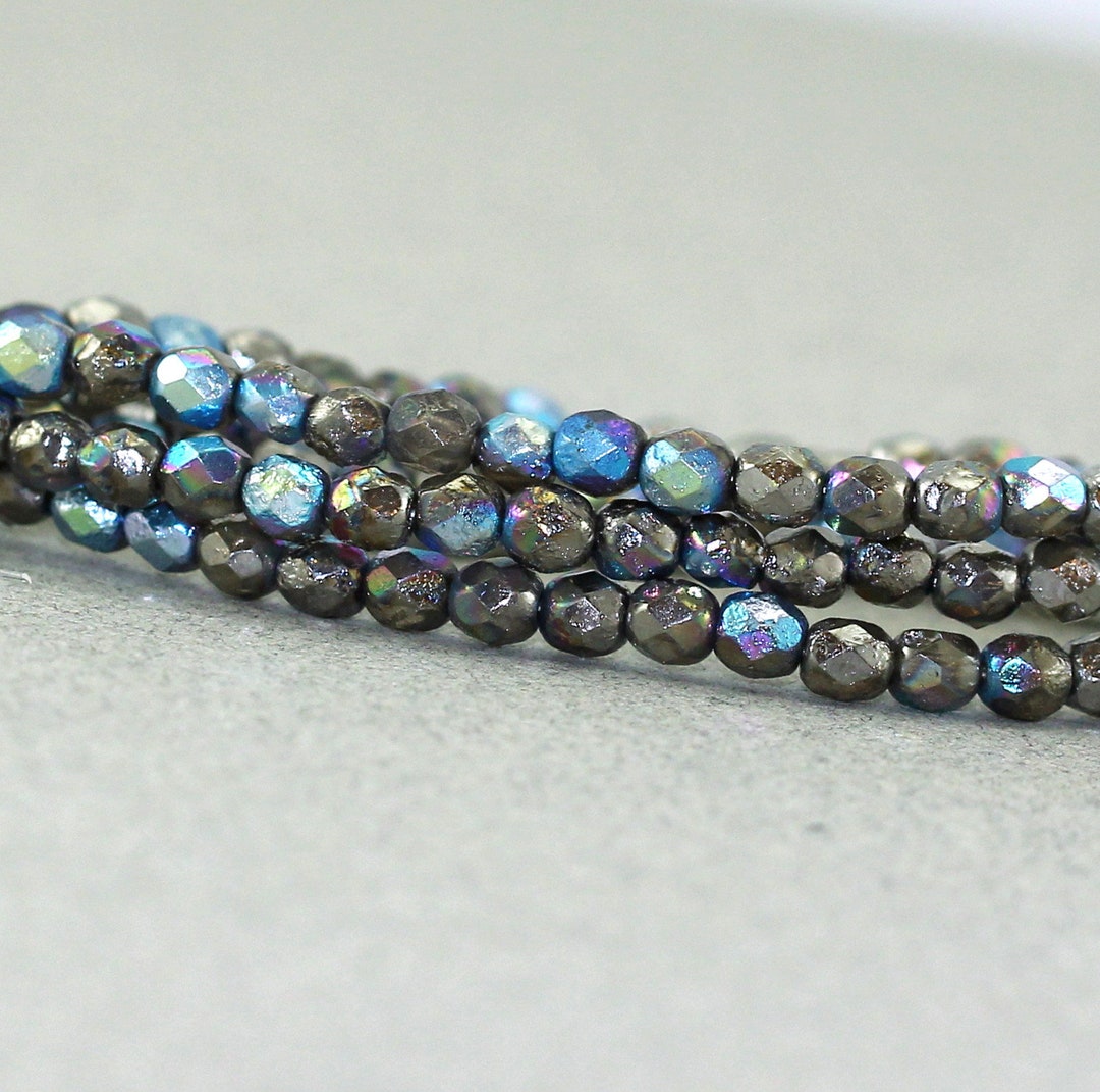 Faceted Round Beads, 4 Mm Round Beads, AB Etched Full Chrome, Fire ...