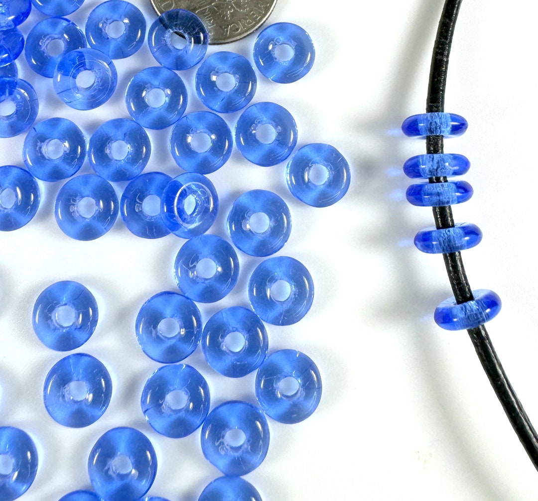 Donut Ring Beads, 8mm X 2.5mm W/2.5mm Hole, Sapphire Blue W/matte ...