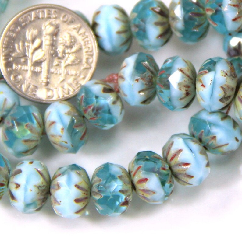 Cruller Beads, Faceted, Two-tone Beads, 9 X 6 Mm., Baby Blue and ...