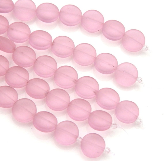 Puffed Coin Beads 12mm. Cultured Beach Sea Glass Coin Beads | Etsy