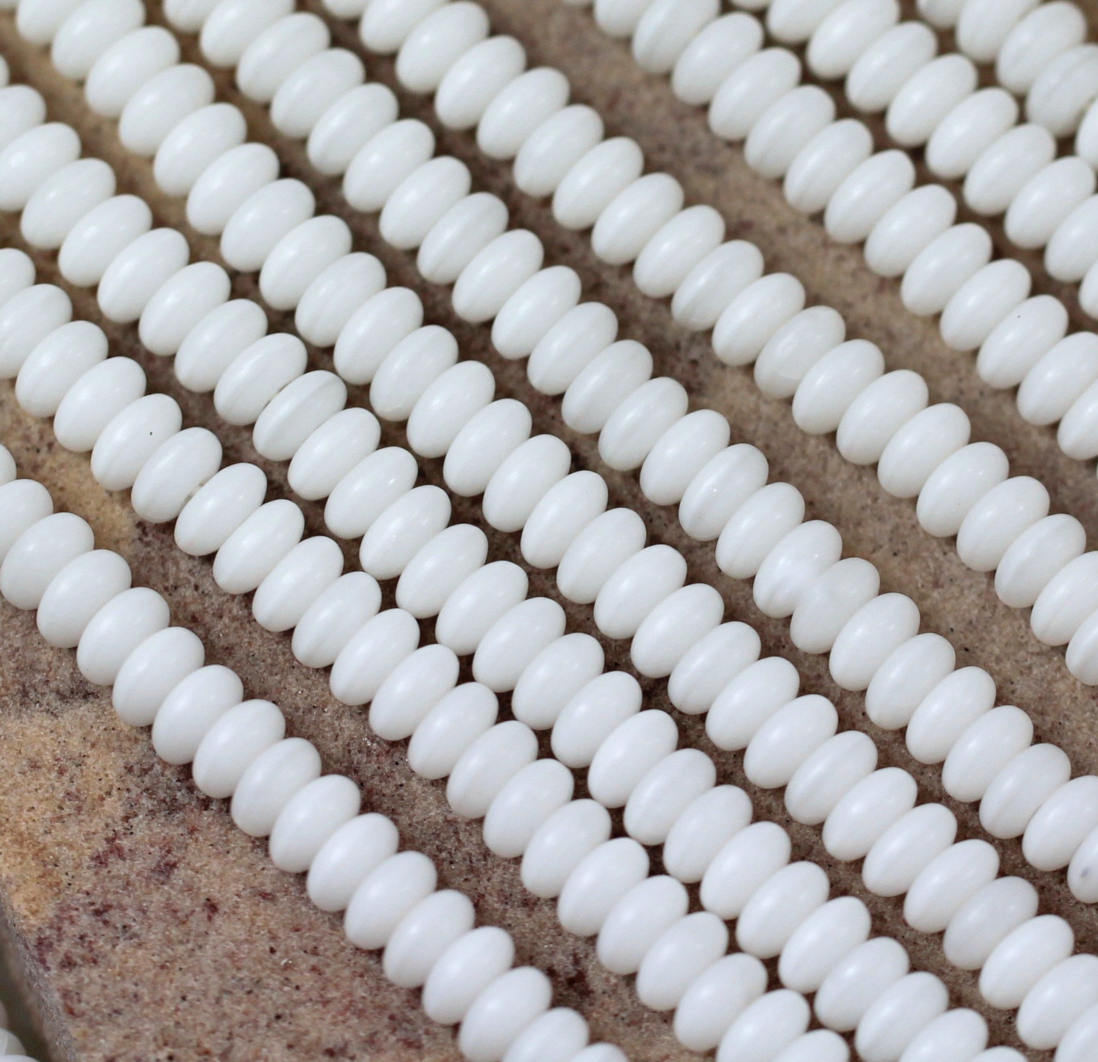 Disk Beads Heishi 6mm Disk Beads Opaque White Opal w/Matte | Etsy