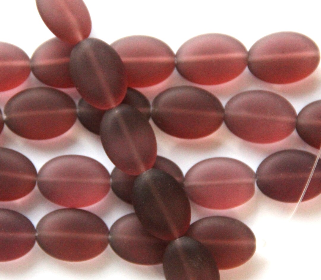 Small Oval Puffed Beads, 18x13mm, Amethyst, With Frosted Matte Sea ...