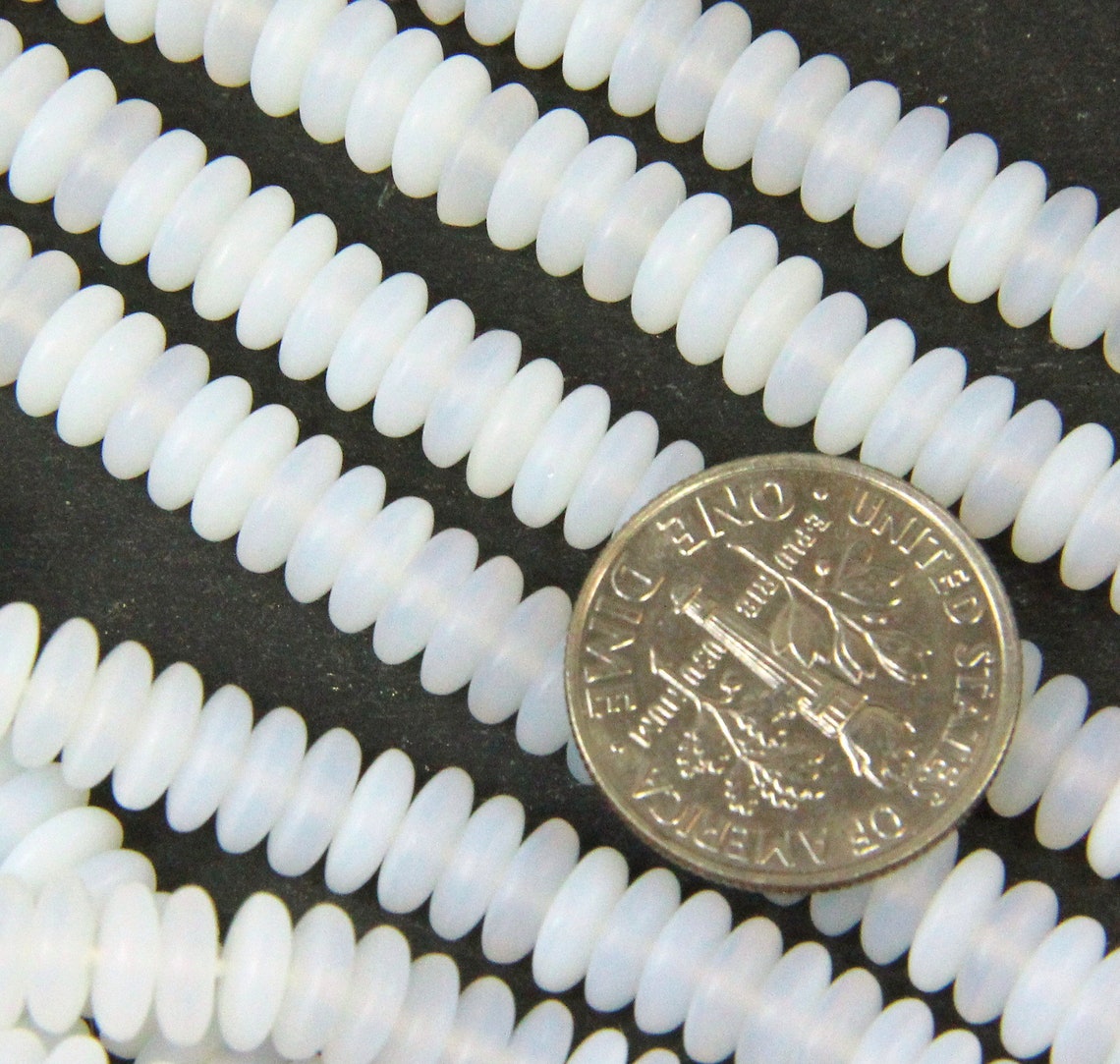 Disk Beads Heishi 6mm Disk Beads Opaque White Opal w/Matte | Etsy