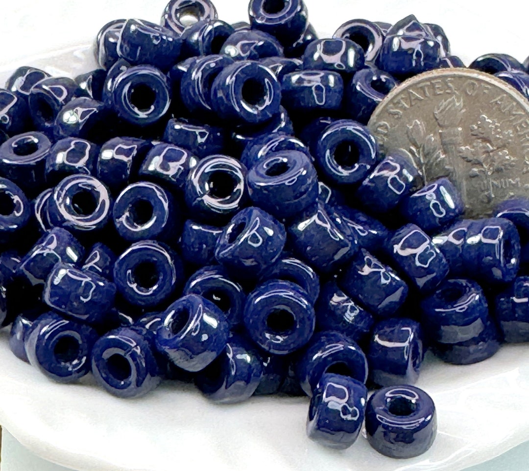 Crow, Pony Beads, 6mm W/2mm Hole, Opaque Navy Blue Rondelle Beads ...