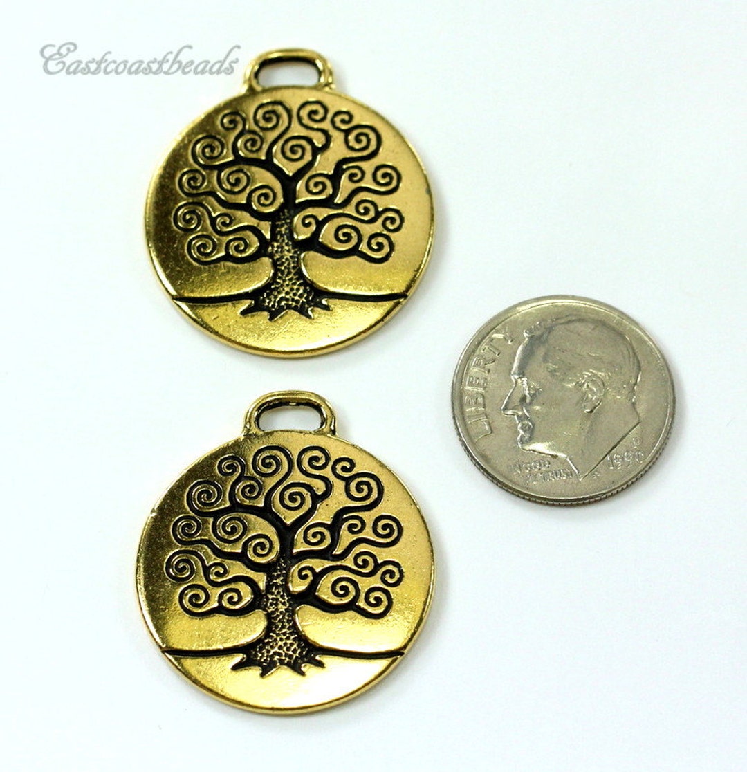Tierracast Large Tree of Life Charms, Antiqued Gold Plated Lead Free ...