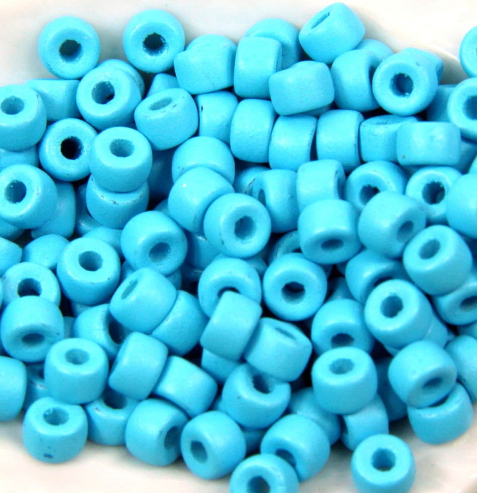 Pony Beads, 6mm W/2mm Hole, Light Blue W/ Matte Finish, Czech Glass ...