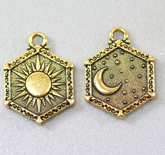 Sun and Moon Charm 2 Sided Large Pendant Charm Tierracast - Etsy