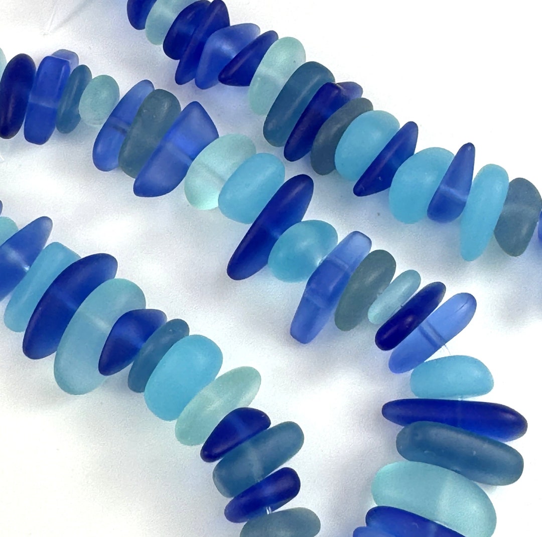 Pebble Beads, 12x9mm., Shades of Blue Multi-colored Beads, About 12 X 9 ...