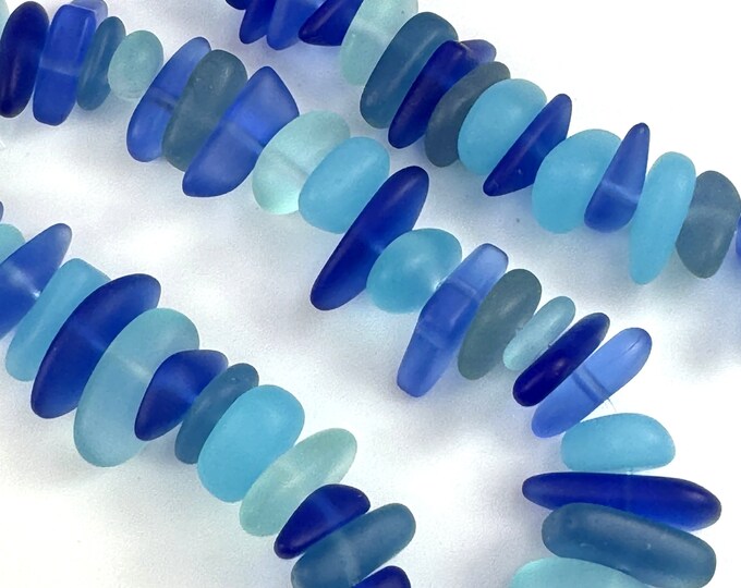 Pebble Beads, 12x9mm., Shades of Blue Multi-colored Beads, About 12 X 9 ...