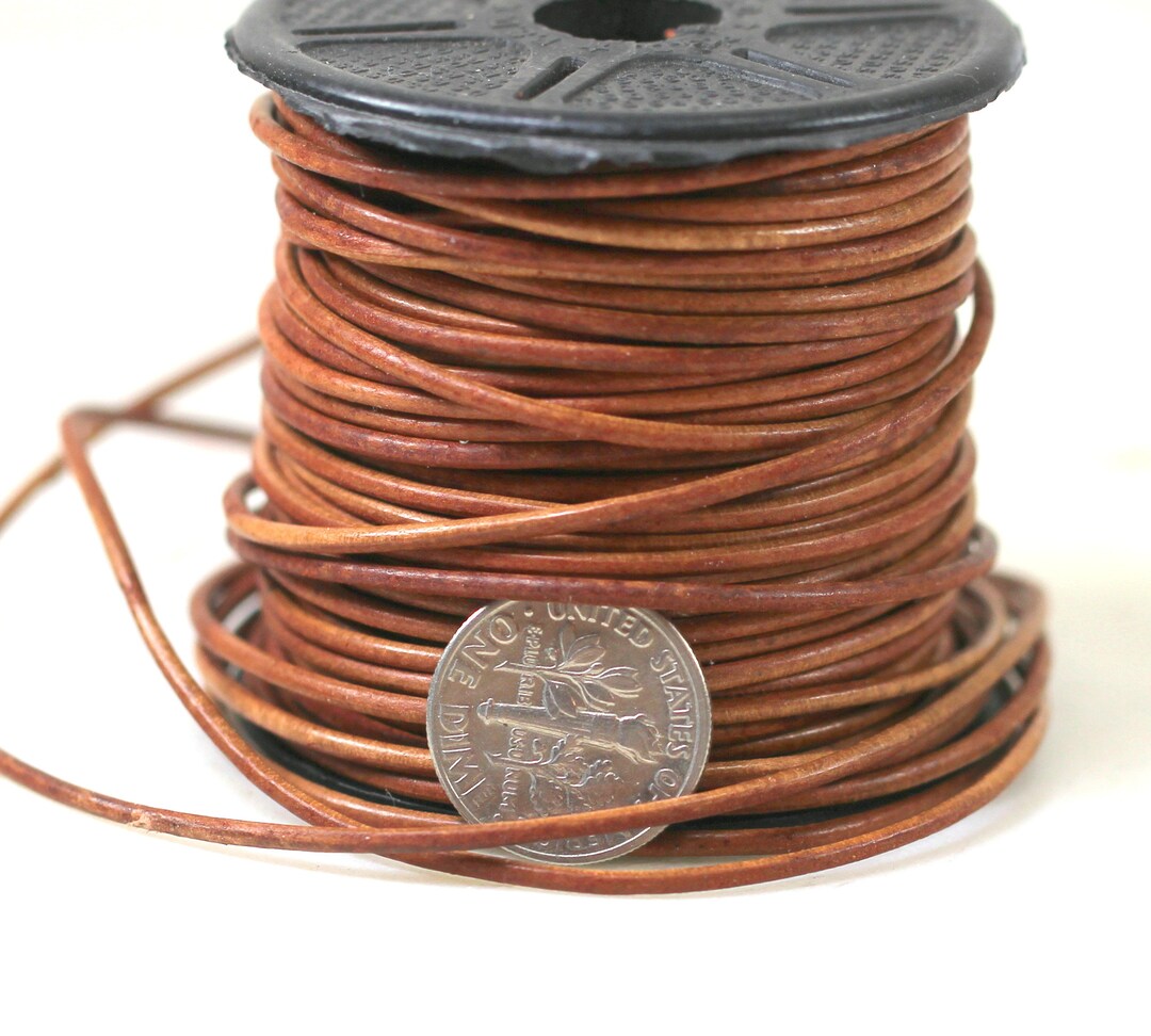 1.5mm Round Indian Leather Cording, Antiqued Orange Color, Sold by the ...