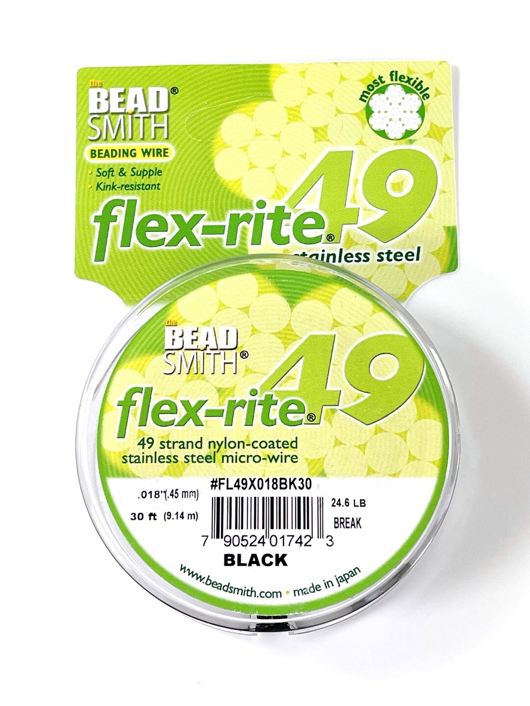 Flex-rite Beading Wire, 49, BLACK, .018" 30 Ft. Premium Quality ...