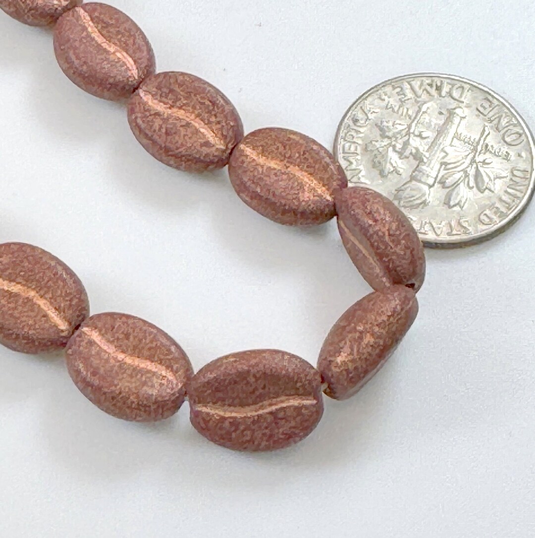 Coffee Bean Beads,11x8mm, Burnt Umber W/etched Finish and Copper Wash ...