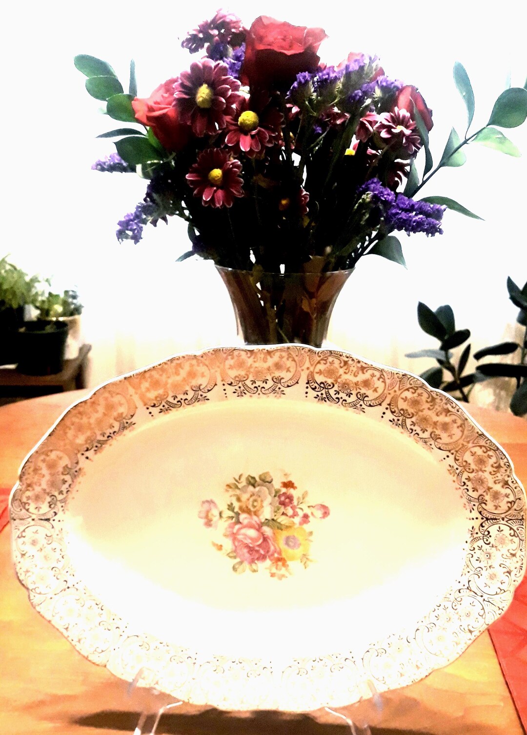 A 12 Piece Set of Vintage Oval Keystone 22k Serving Platters, Soup ...