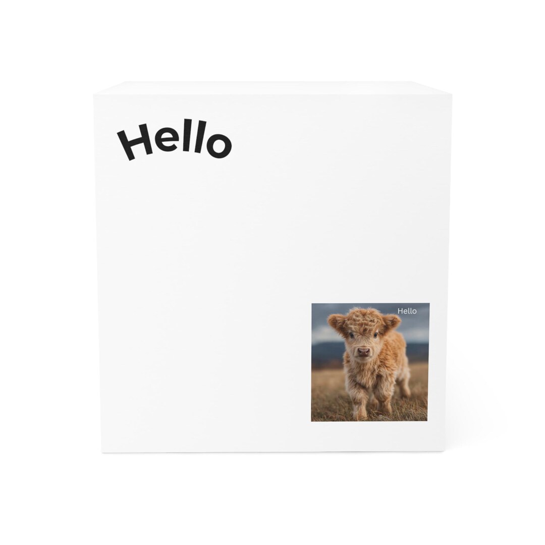 Hello Highland Calf Note Cube | Sticky Memo Cube, Animal Desk Accessory ...