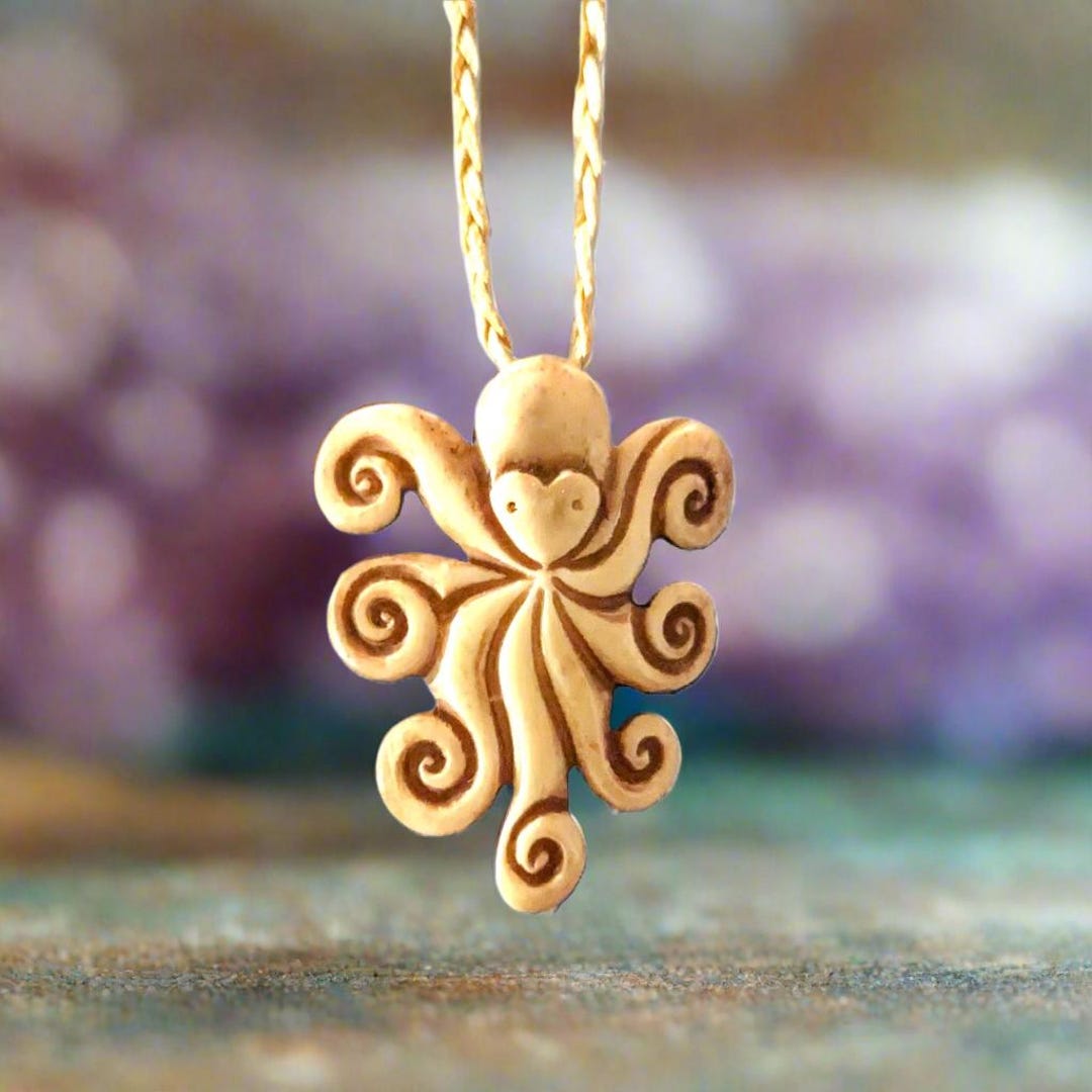 Hand Carved Octopus Design Necklace - Etsy
