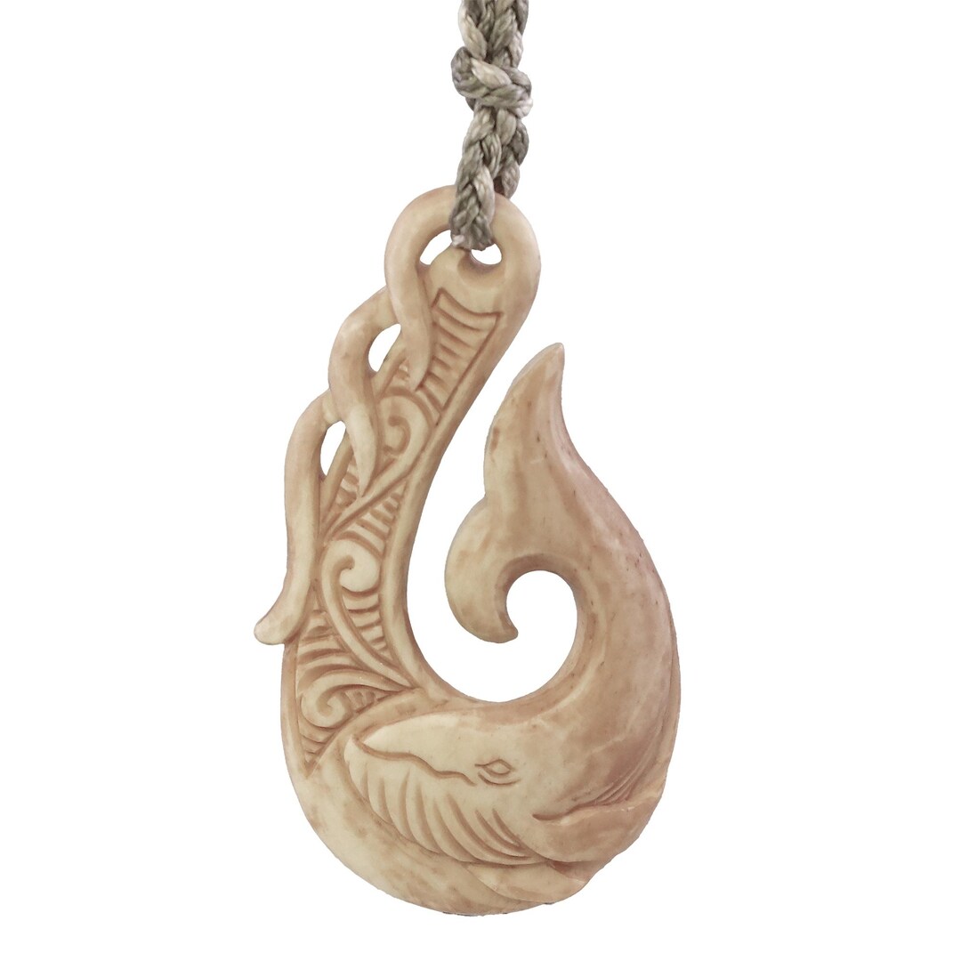 Aged Bone Blue Whale Inspired Fish Hook Necklace - Etsy