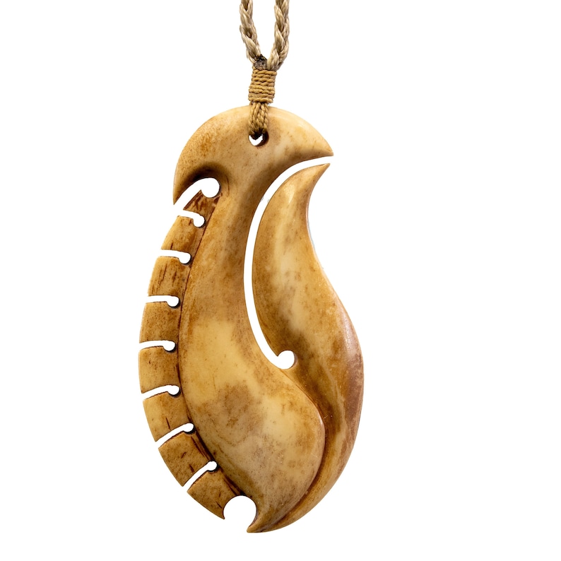 Stylized Maori Hawaiian Aged Bone Fish Hook Necklace - Etsy