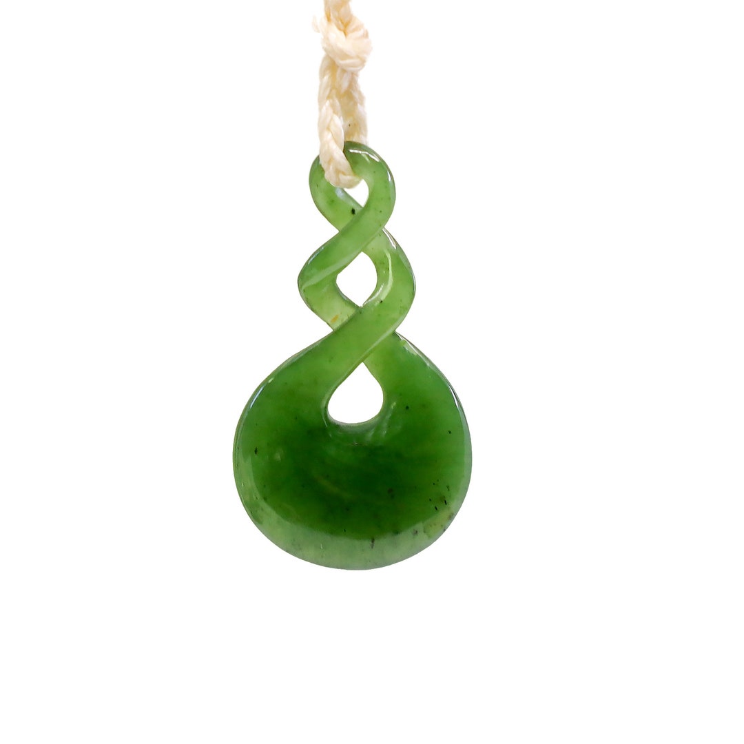 New Zealand Maori Inspired Nephrite Jade Stylized Double Twist Pikorua ...