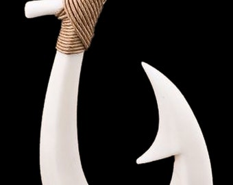 Hand Carved Hawaiian Style Bone Fish Hook Necklace - Etsy