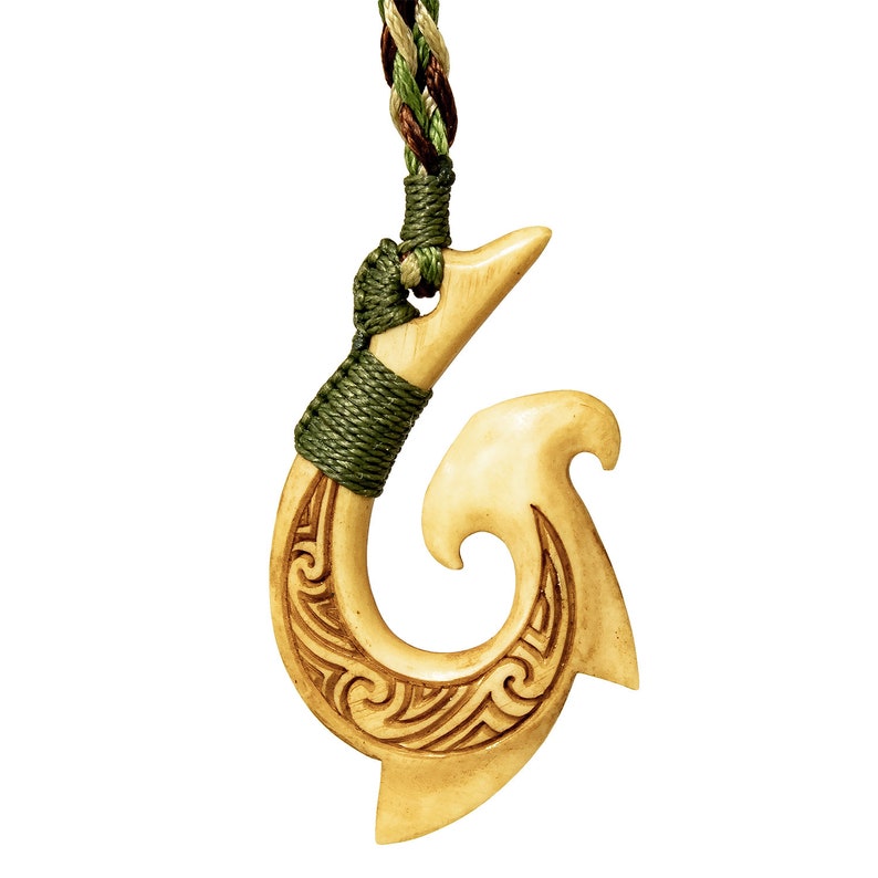 Hawaiian Aged Bone Hammerhead Shark Fish Hook Necklace with | Etsy