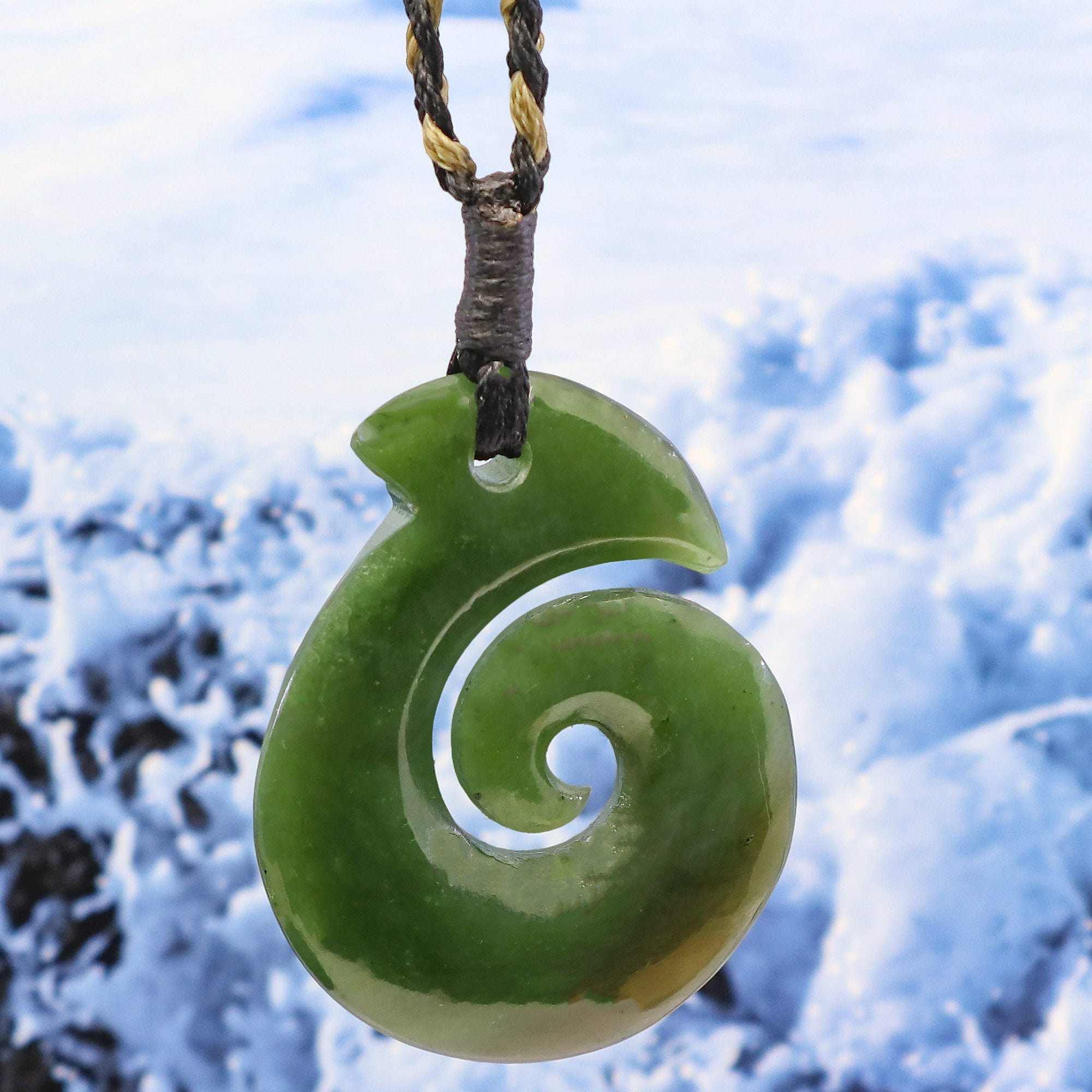 Maori Inspired Nephrite Jade Fish Hook Spiral Necklace - Etsy