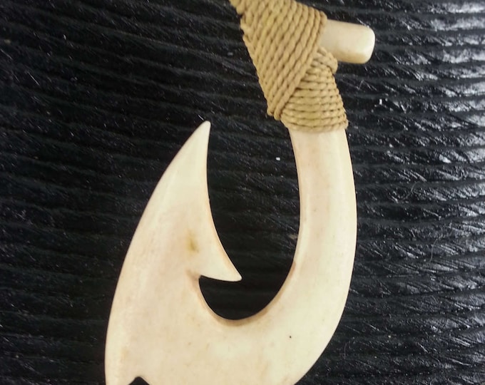 Hand Carved Hawaiian Style Bone Fish Hook Necklace - Etsy