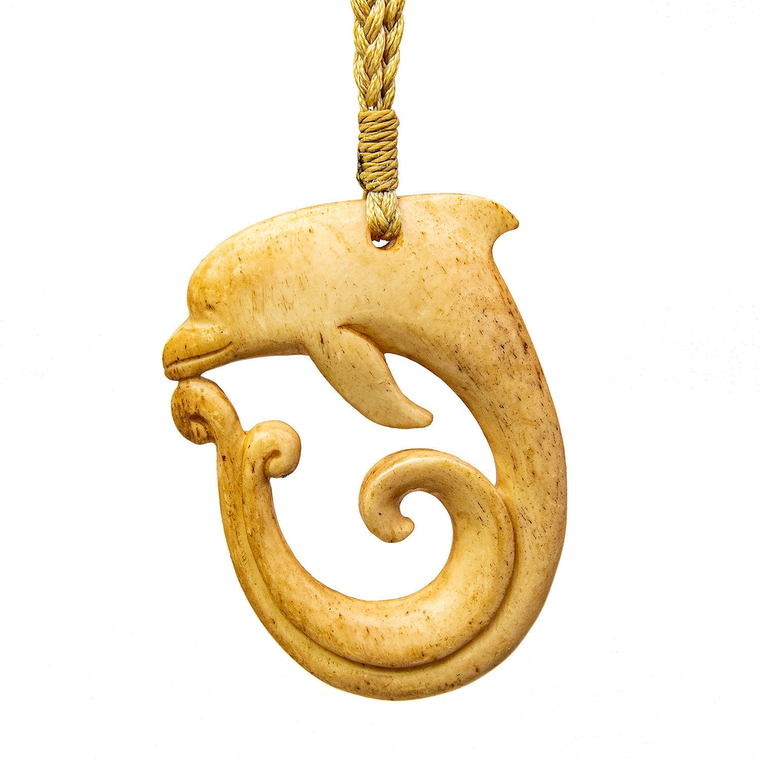 Hand Carved Pacific Islands Inspired Bone Koru Dolphin Necklace - Etsy