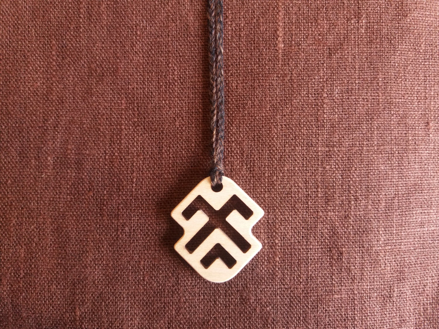 Jumis Necklace with wooden pendant and a handmade cord | Etsy