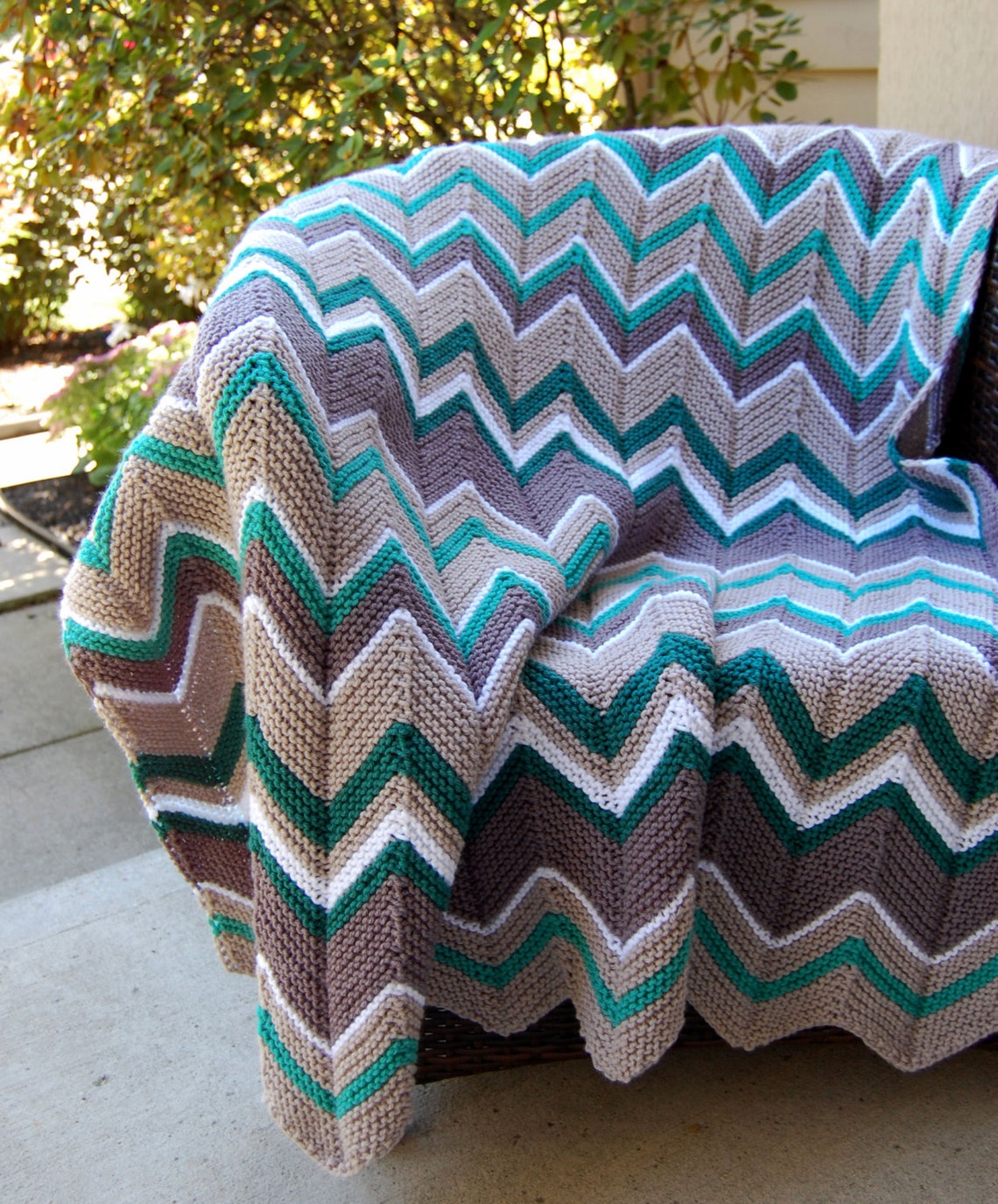 Handmade Knit Throw Blanket Chevron Design. Ready to Ship FREE Shipping ...